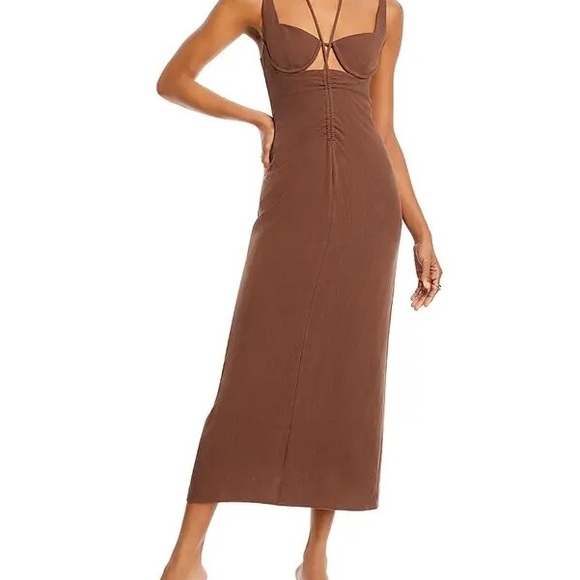 Dresses | Fore Drawstring Tie Neck Cutout Dress Size S | Poshmark